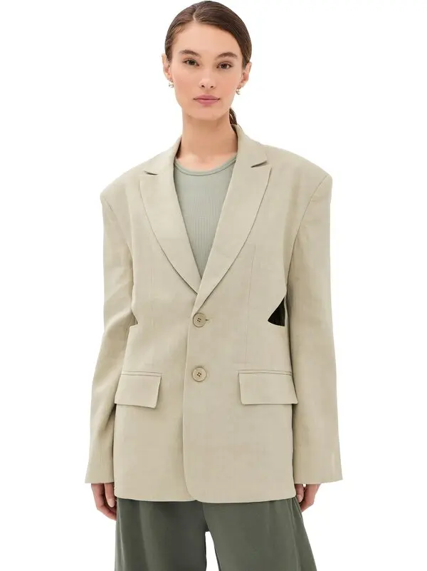 Tibi Single Breasted Cutout Blazer - Sandstone