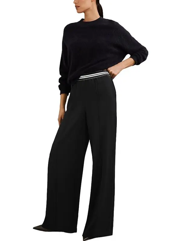 REISS Petite Sonnie Wide Leg Pants - Navy