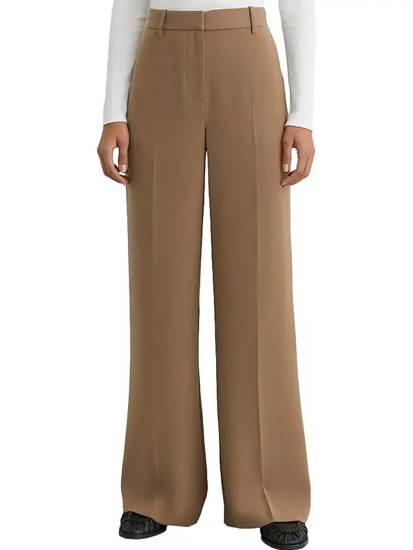 REISS Petites Margeaux Wide Leg Trousers - Camel