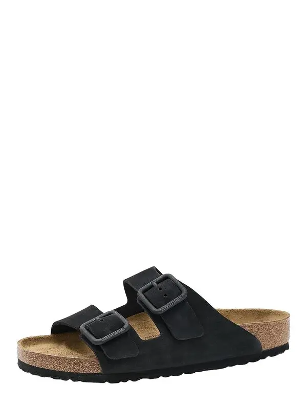BIRKENSTOCK Arizona Wire Buckle Nubuck Leather Dress Sandals - Black