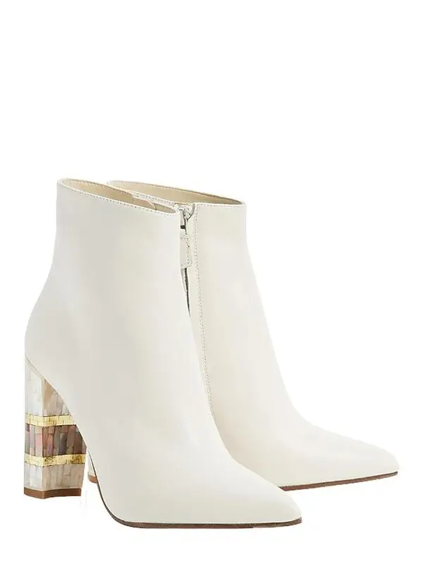 FREYA ROSE Jasmine Pearl Heel Ankle Boot - White