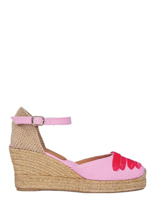 Penelope Chilvers Mary Jane Espadrille Wedges - Pink