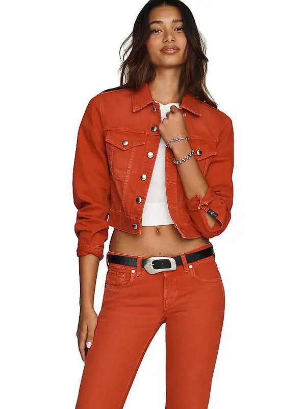 7 For All Mankind Shrunken Denim Jacket - Red