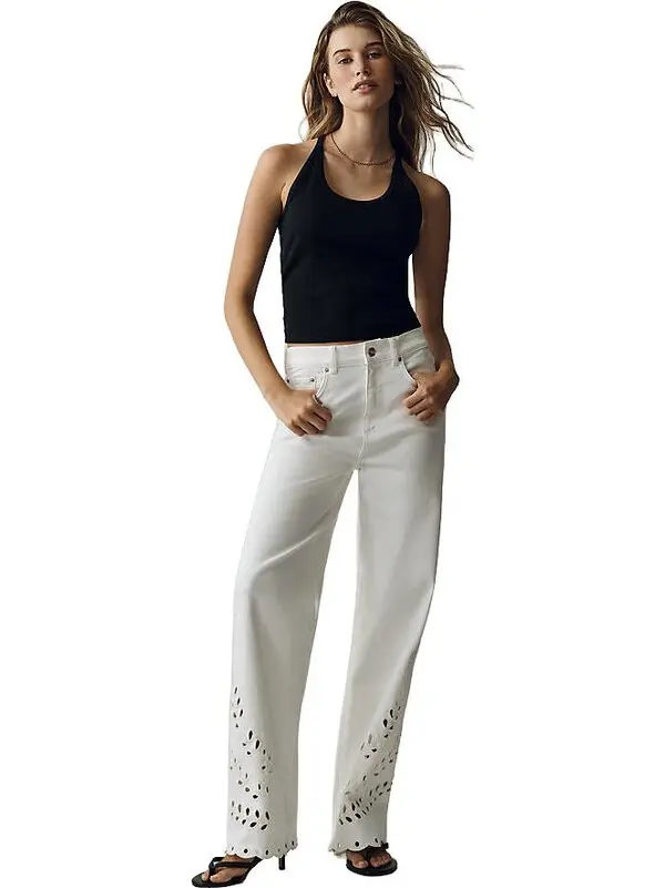 LE JEAN Column High Rise Wide Leg Jeans - White