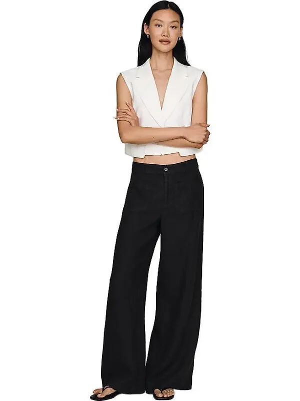 Sanctuary Linen Wide-leg Trousers - Black