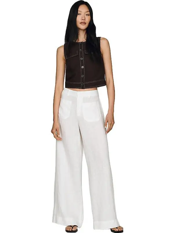 Sanctuary Linen Wide-leg Trousers - White