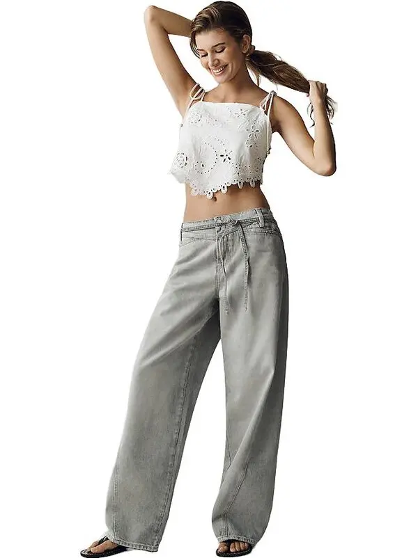 Closed Pari Tie Mid-rise Wide-leg Jeans - Light Grey