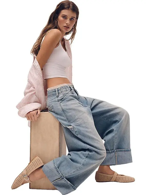 PILCRO Kayden High Rise Carpenter Barrel Jeans - Medium Denim