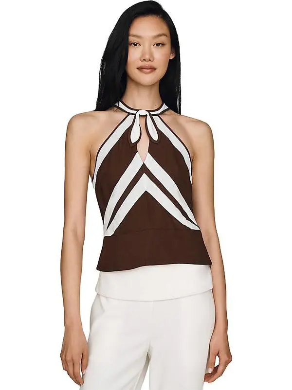 Maeve Halter Neck Front-tie Top - Brown