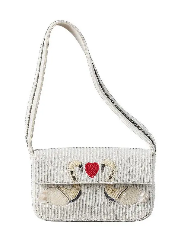 Anthropologie Fiona Beaded Bag - White