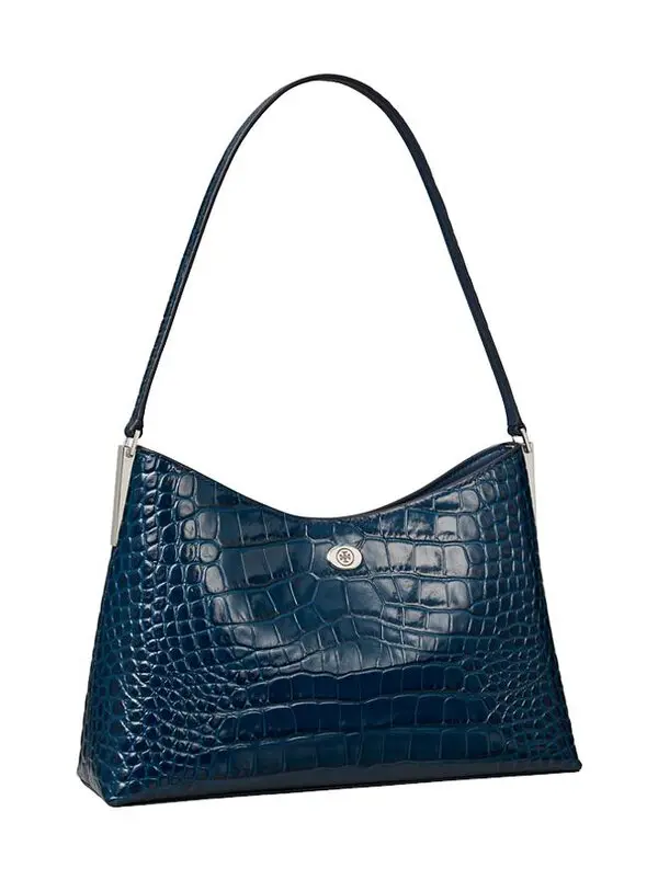 Tory Burch Small Robinson Croc-embossed Shoulder Bag - Twilight