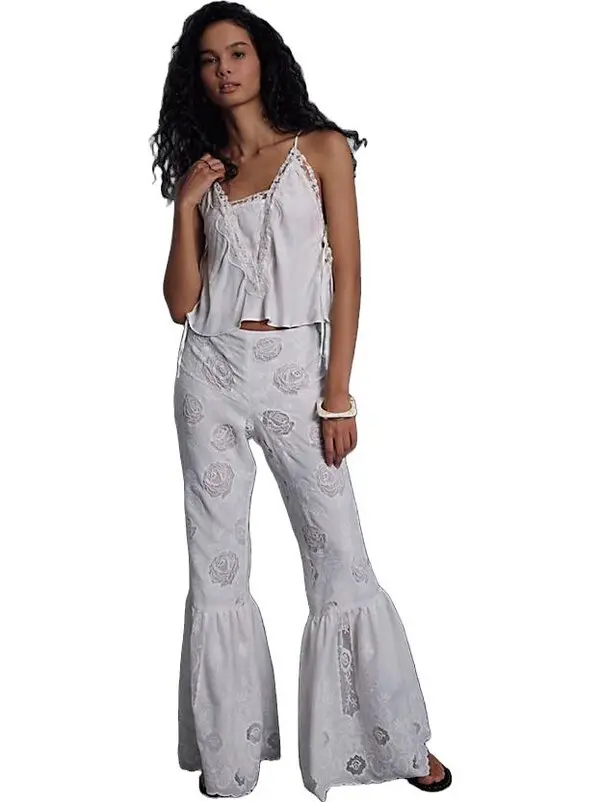 Anna Sui Cottage Rose Lace Pants - White