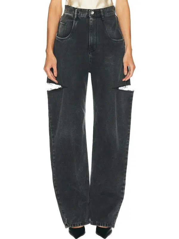 MAISON MARGIELA Cut Out Barrel Leg Jeans - Black Washed