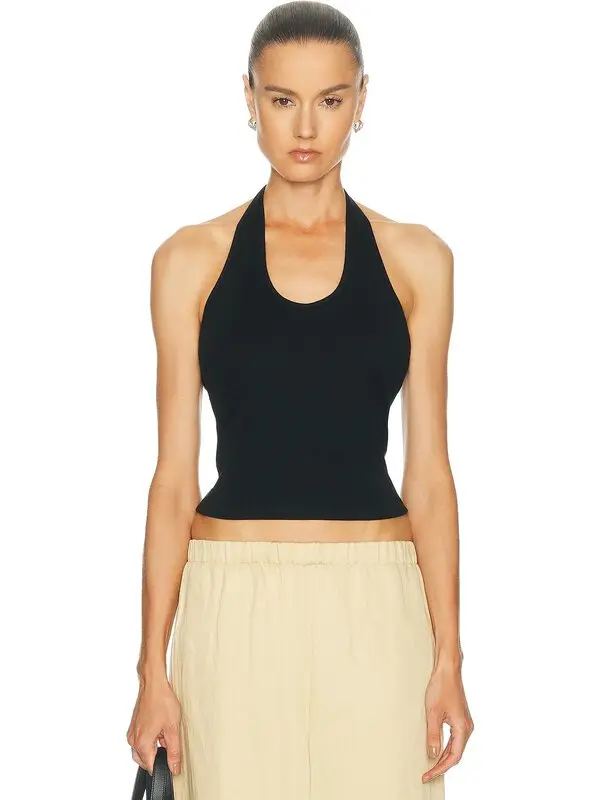 Matteau Halter Tie Tank Top - Black