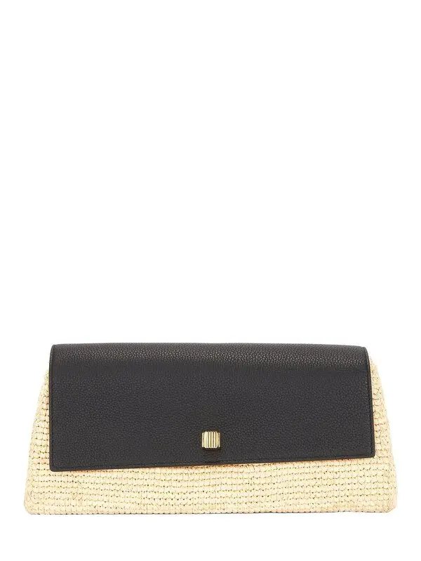 Khaite Audrey Raffia Clutch - Black & Natural
