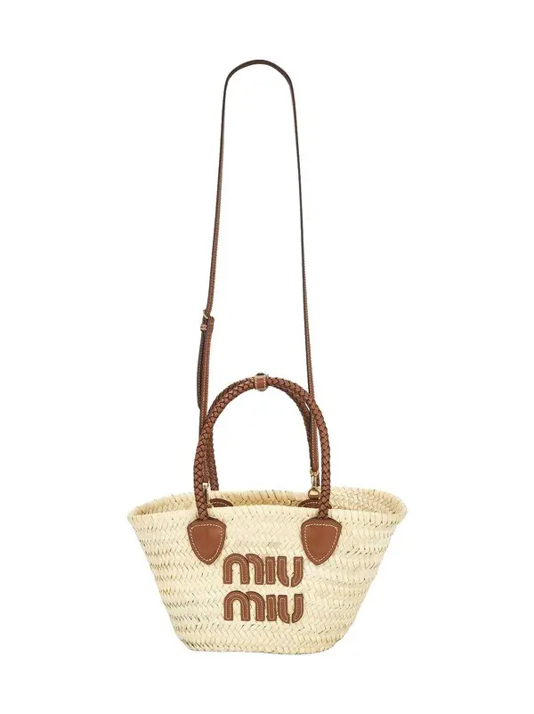 Miu Miu Palmito Mini Top Handle Bag - Naturale & Cognac