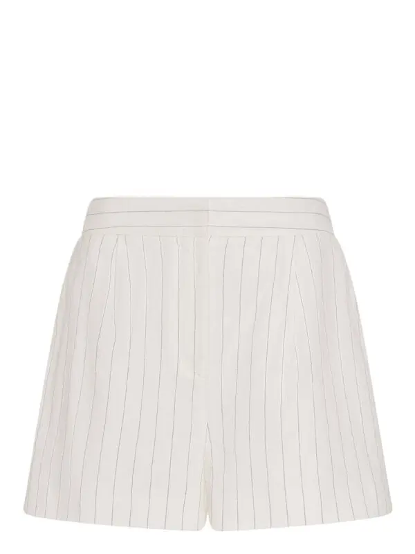 MILLY Maor Pinstripe Stretch Linen Blend Shorts - White/black