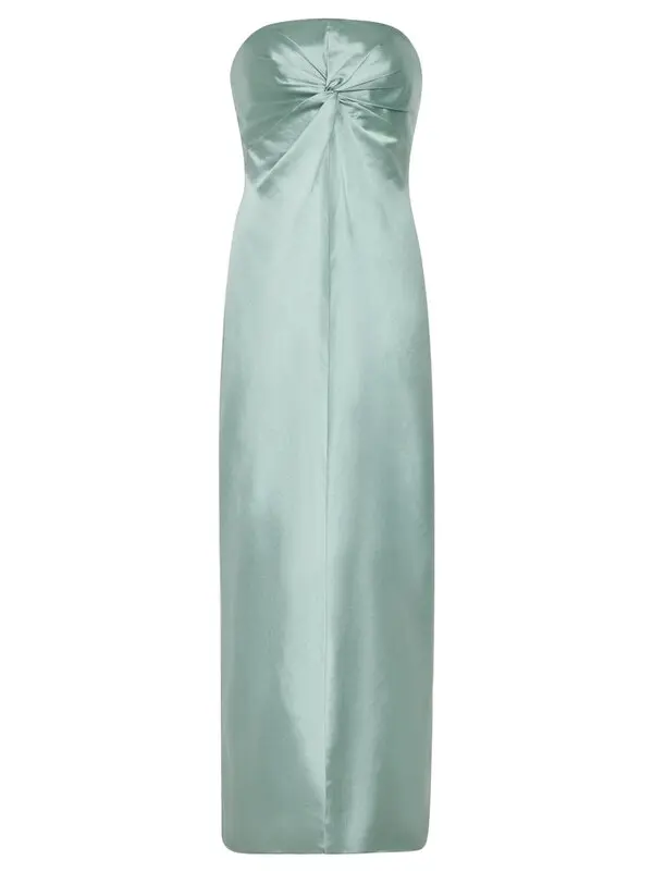 MILLY Michell Strapless Satin Maxi Gown - Sage