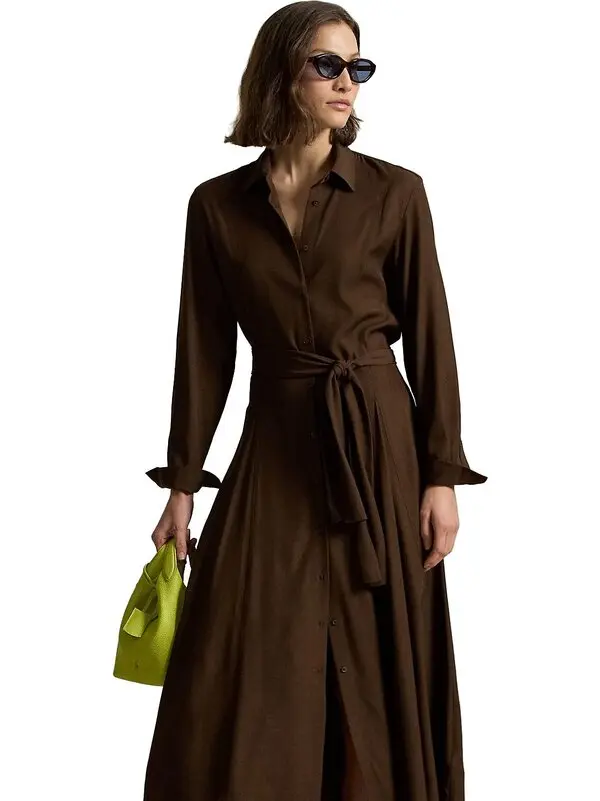 Ralph Lauren Self-tie Twill Shirtdress - Dark Brown