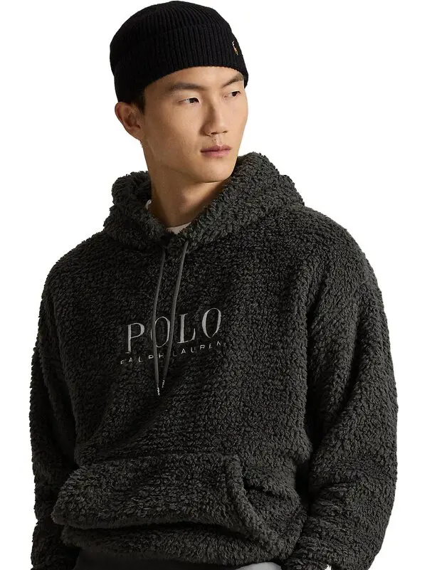 Ralph Lauren Logo Pile Fleece Hoodie - Deep Grey