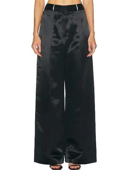 GRACE LING Pleated Wide Leg Trouser - Black