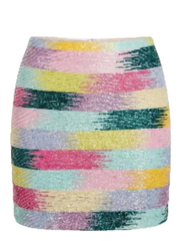 OCEANUS SWIMWEAR Nerina Hand-beaded Mini Skirt - Blue/pink/yellow