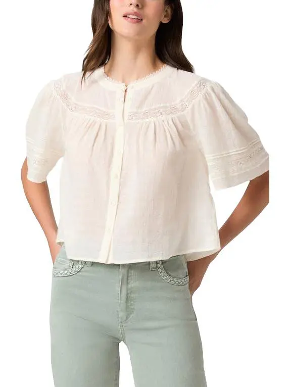 Paige Pasadena Woven Shirt With Lace Insets - Ivory