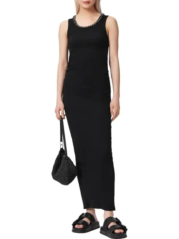 ALLSAINTS Sleeveless Maxi Dress With Chain Neck Detail - Black