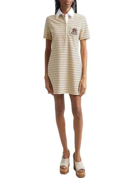 Stella McCartney Embroidered Crest Stripe Polo Dress - Multicolor