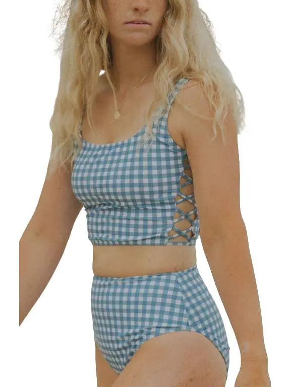 GEODE SWIMWEAR Georgia Tankini Top - Blue Gingham