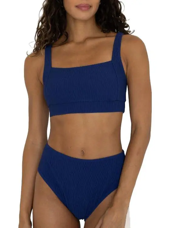 Geode Swimwear Capri Square Neck Bikini Top - Blue