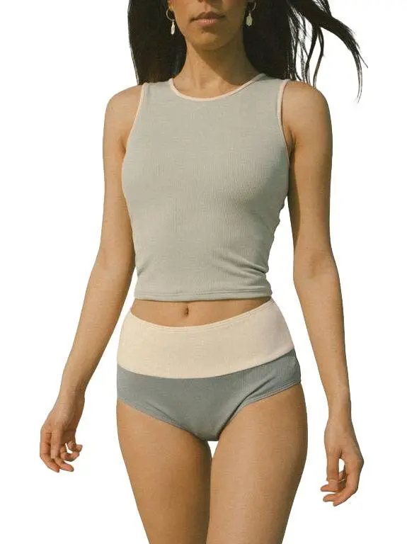 Geode Swimwear Havasu High Neck Tankini Top - Blue