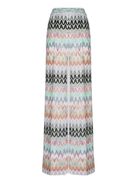 Missoni Wide-leg Trousers In Viscose And Cotton Lamé Lace Motif - Multicoloured