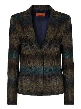 Missoni Slim Fit Viscose Lamé Snake Motif Blazer - Blue