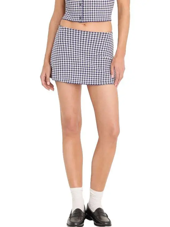 Good American The Keepsake Gingham Miniskirt - Navy Gingham