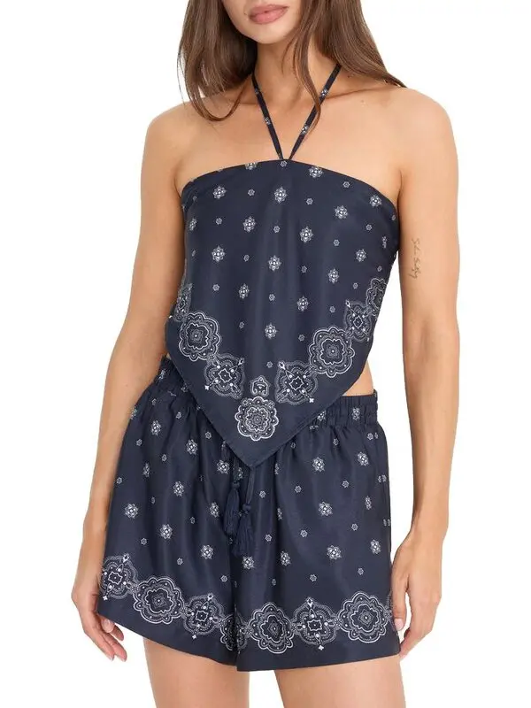 Good American Halter Neck Handkerchief Top - Bandana