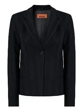 Missoni Single-breasted Blazer In Cotton And Viscose Tone-on-tone Zigzag - Black