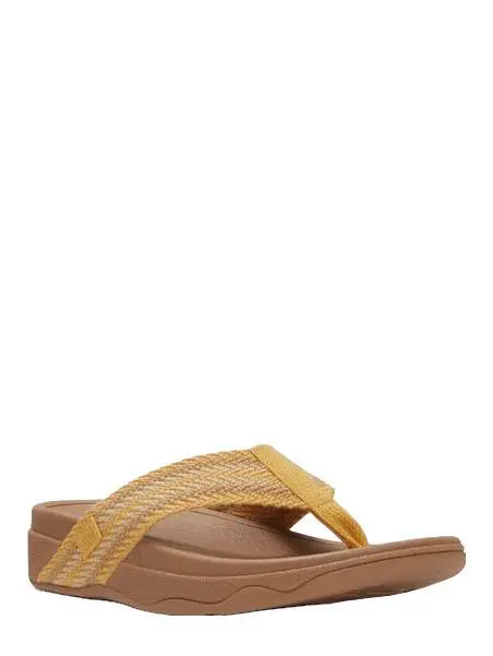 Fitflop Surfa Stripe-webbing Toe-post Sandals - Turmeric/classic Tan Mix