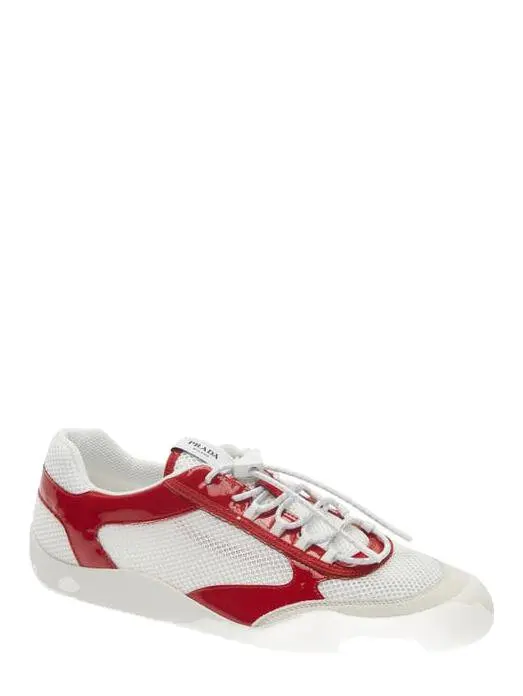 Prada Speedrock Mixed Media Sneakers - Rosso
