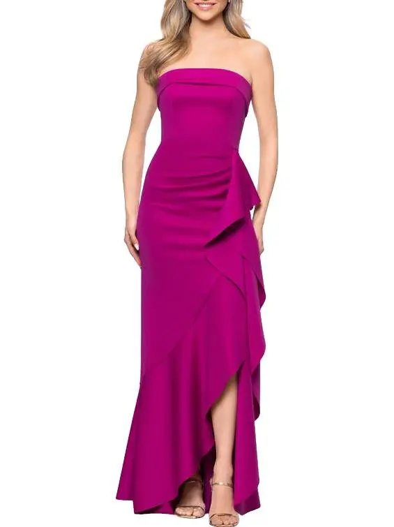 XSCAPE EVENINGS Strapless Ruffle Gown - Orchid