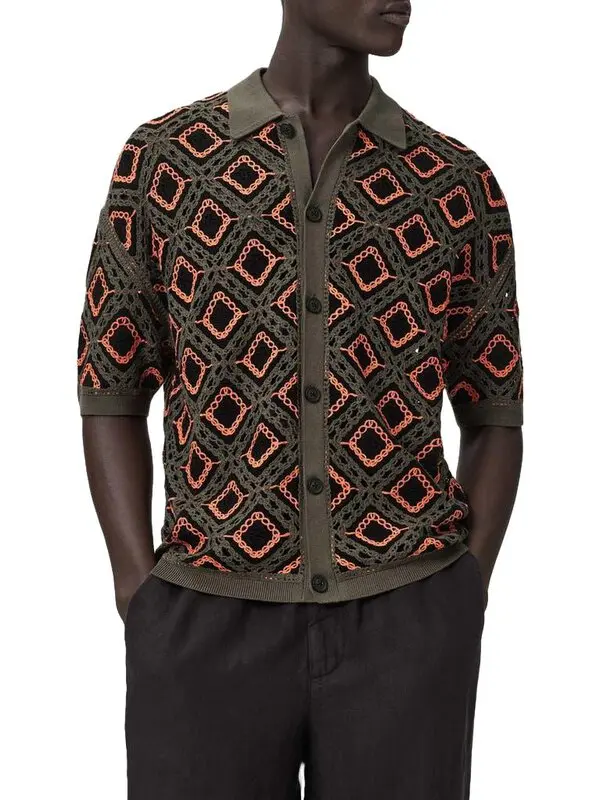 ALLSAINTS Morena Knit Short Sleeve Cardigan - Salmon Orange