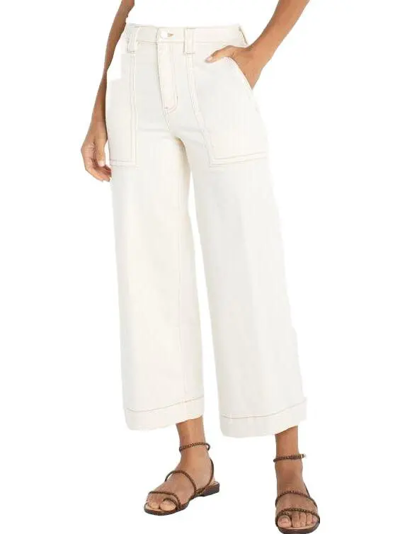LIVERPOOL Stride Patch Pocket Crop Wide Leg Jeans - Seaside Dunes
