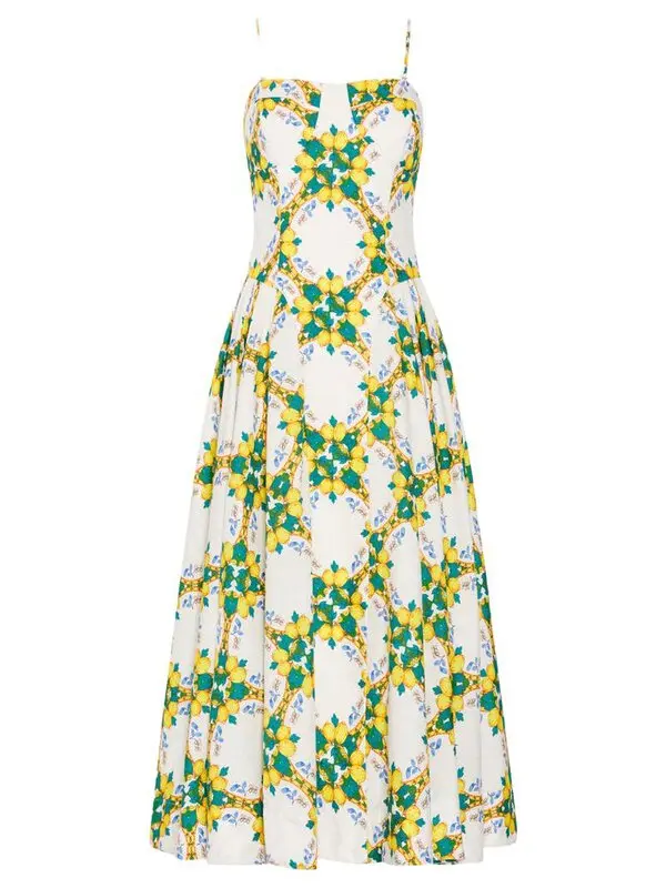 MILLY Ivette Print Sleeveless Linen & Cotton Maxi Dress - Yellow Multi