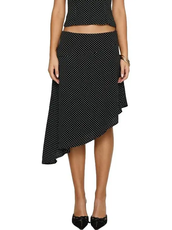Princess Polly Polka Dot Camisole And Asymmetric Skirt Set - Black Polka