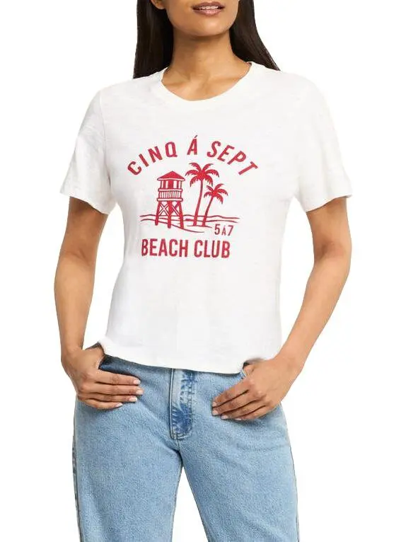 Cinq À Sept Cotton Graphic T-shirt - Ivory/chili Pepper