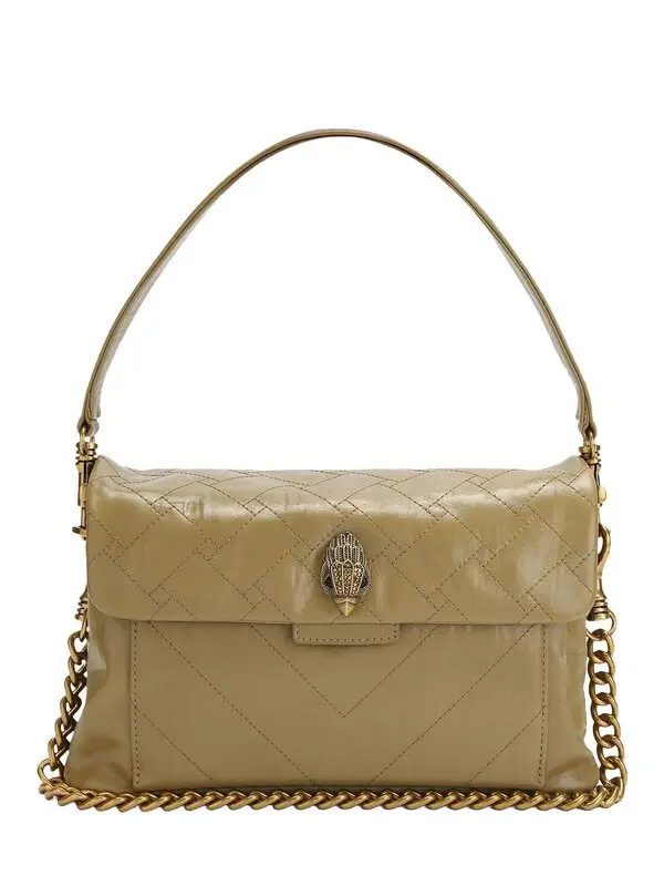 Kurt Geiger Celia Shoulder Bag With Embellished Eagle Head Clasp - Beige Combo