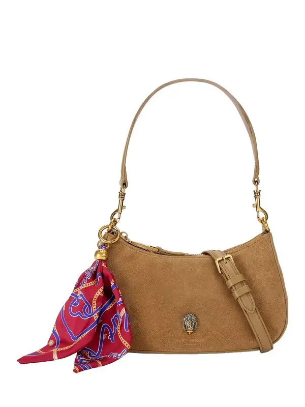 Kurt Geiger Sloane Suede Hobo Crossbody Bag - Tan