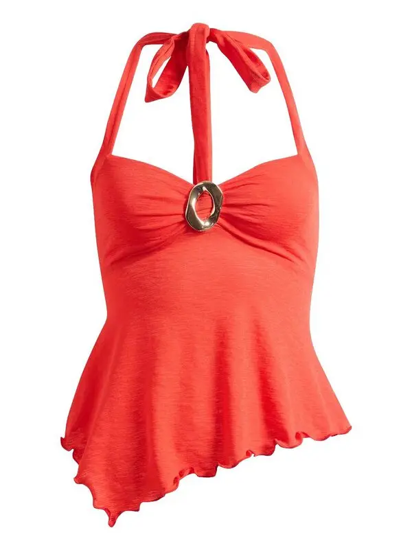 Princess Polly Attina Hardware Detail Halter Top - Red