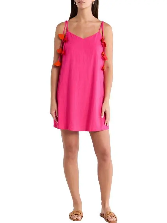 SUGARLIPS Karine Tassel Strap Mini Dress - Fuchsia