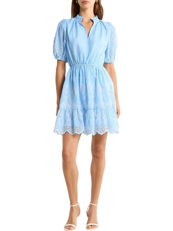 SUGARLIPS Geyser Eyelet Trim Marissa Dress - White-blue